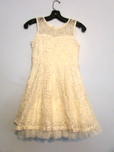Girls Beautees Dress Size 10 Ivory Sequins GUC!!! | eBay