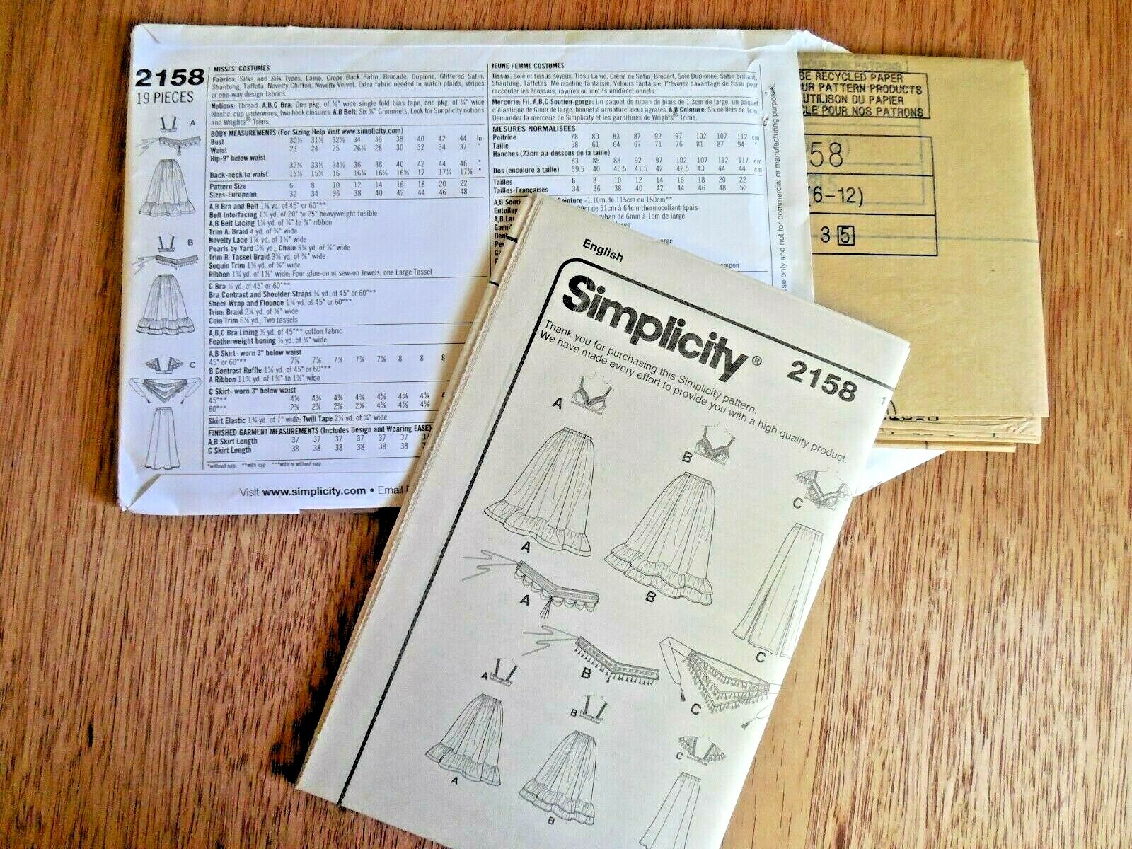 NEW Simplicity Costume Pattern 2158 Misses sz 6-12 Belly Dancer*Bra ...