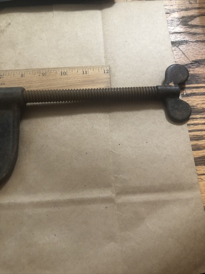 Vintage Phoenix Mfg. Co 6” Cast Iron C Clamp, Batwing Knob | eBay UK