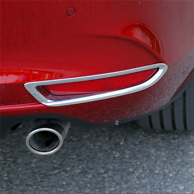 Chrome 2X Rear Fog Lamp Bumper Light Cover Trim For Mazda 3 2020-2024 ...