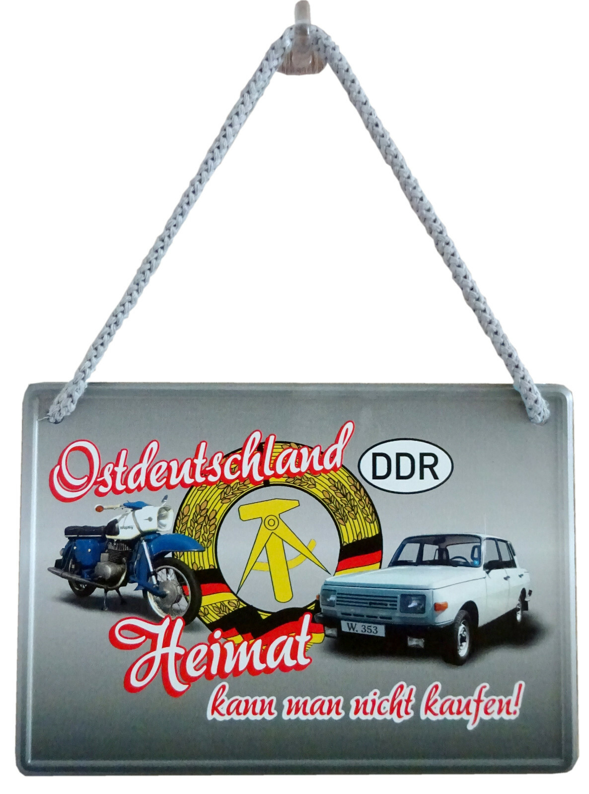DDR Blechschild Hängeschild mit Kordel 16x11cm Sachsen Ostdeutschland ...