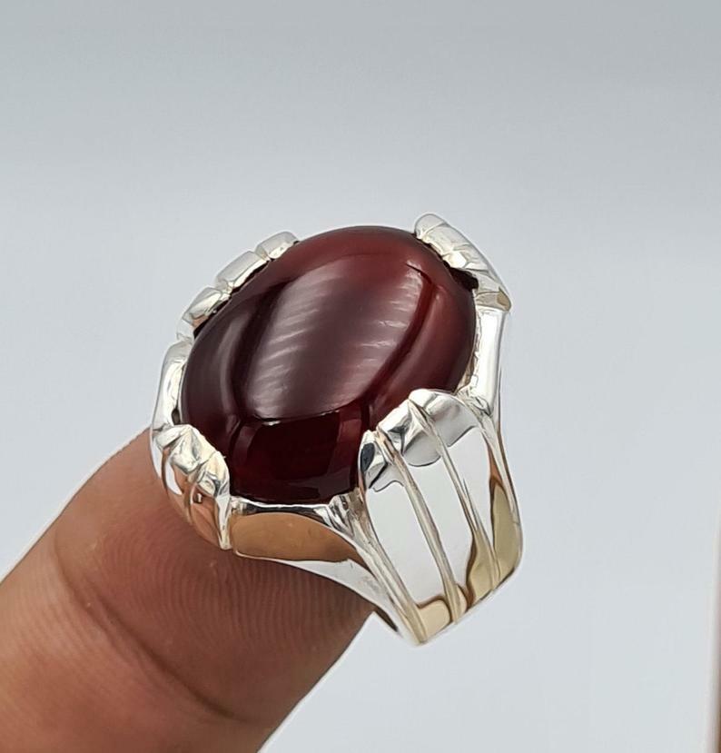 Red Aqeeq Akik Aqiq Yemeni Yaman Yamni Agate Bague Sterling Silver ...