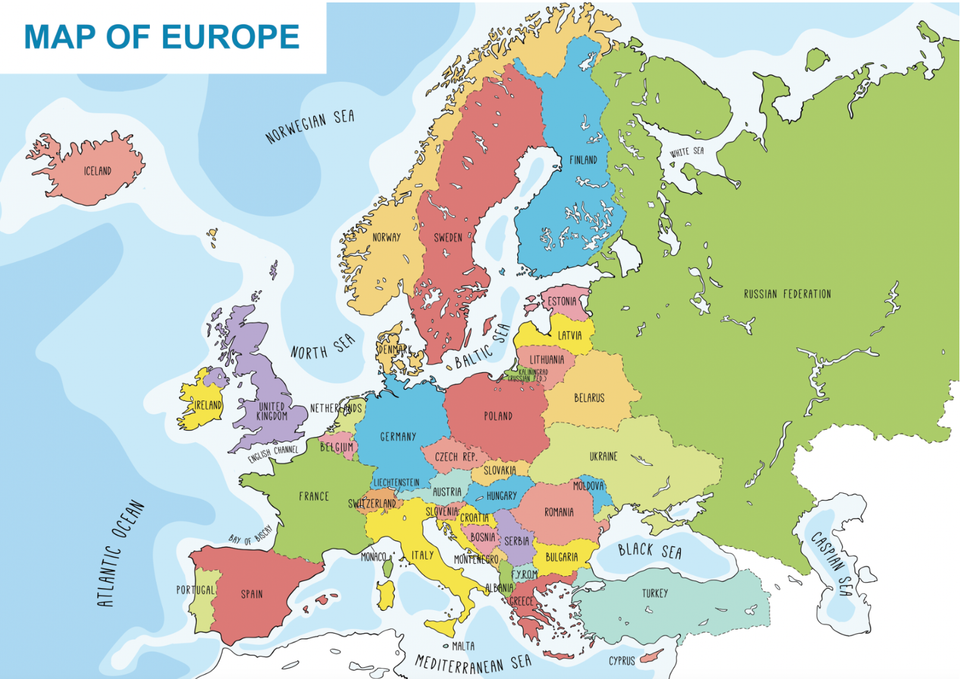 Geography School Kids Children Map of Europe European Map Self Adhesive ...