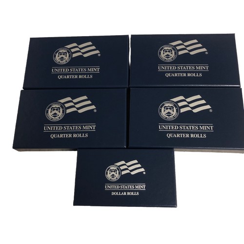 Lot Of (5) United States Mint Blue Collectors Boxes. (4) 5 Rows Coins ...