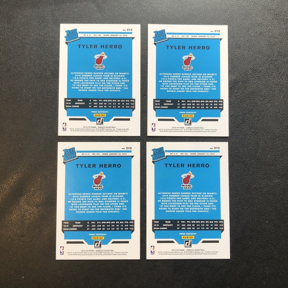 Lot Of (4)Tyler Hero Rated Rookie 2019-20 Donruss #212 | eBay