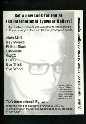 Optical Eye Postcard Advertising ZKO Inter. Eyewear Philadelphia ...