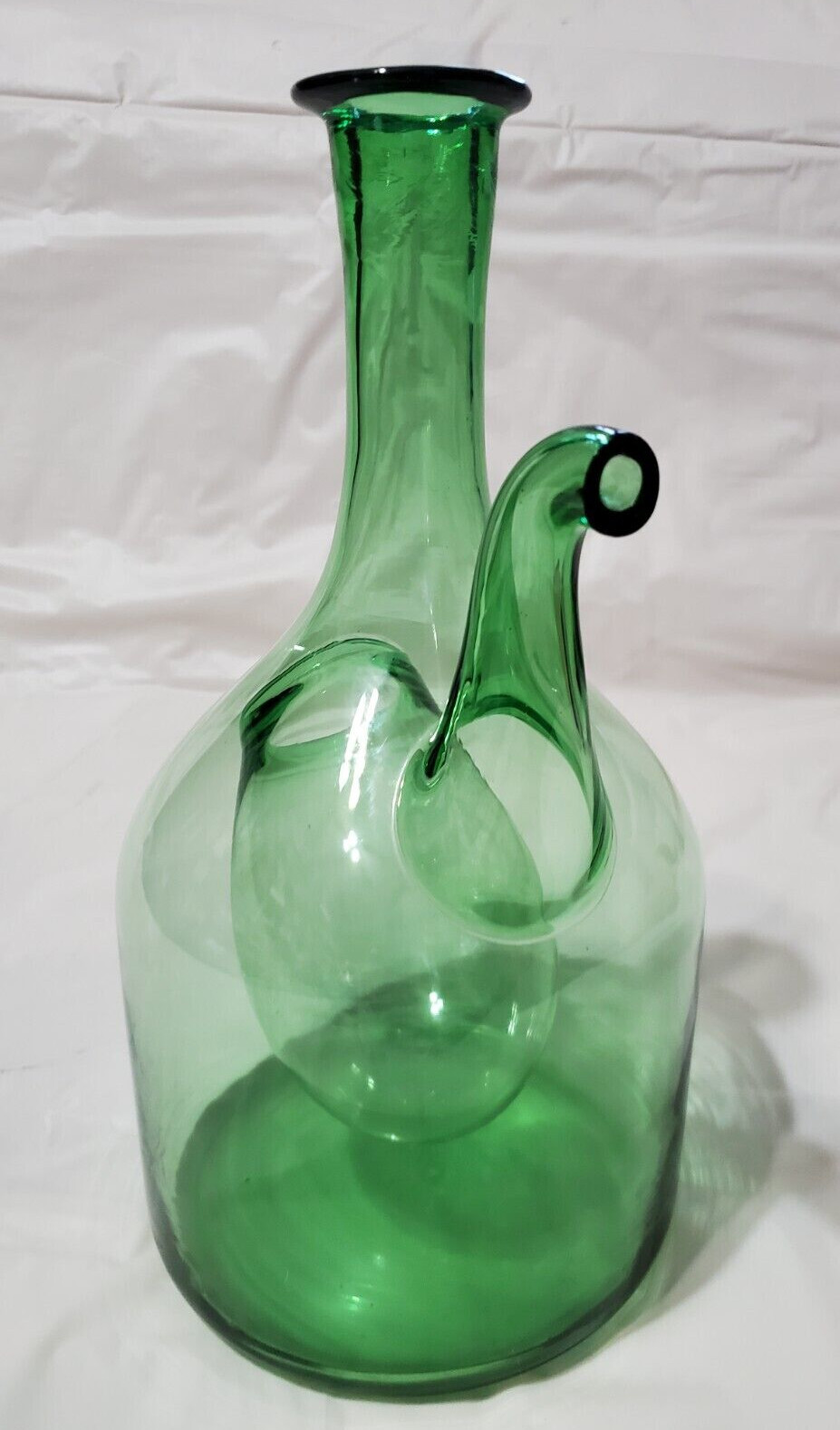 Vintage Italian Hand Blown Green Glass Wine Decanter Bottle with Ice ...