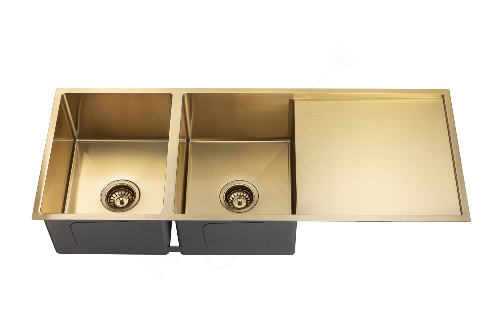 Brushed Yellow Gold Kitchen Laundry Sink Double Bowls Basin Drainboard ...