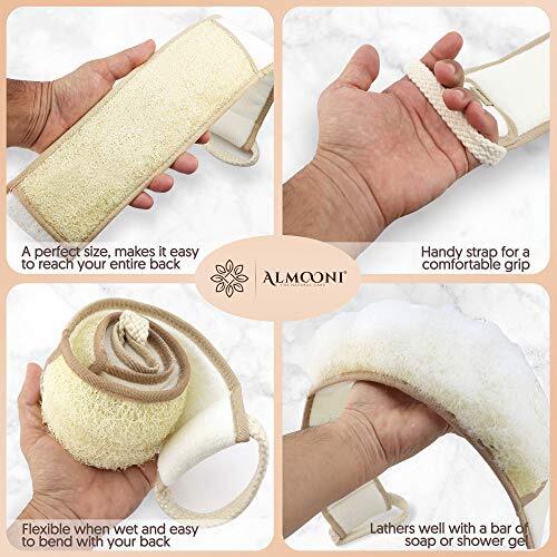 Exfoliating Natural Loofah Back Scrubber For Shower To Clean Your Back ...