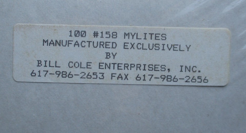 100 #158 MYLITES (COMIC BAGS) Bill Cole Enterprises ACID FREE comic ...