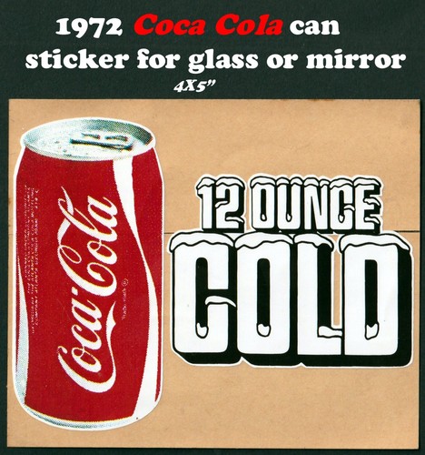 Rare Vintage 1972 unused Coca Cola window sticker for glass case 50 ...