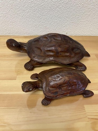 Wooden Turtle Figurines Large And Small Set | eBay