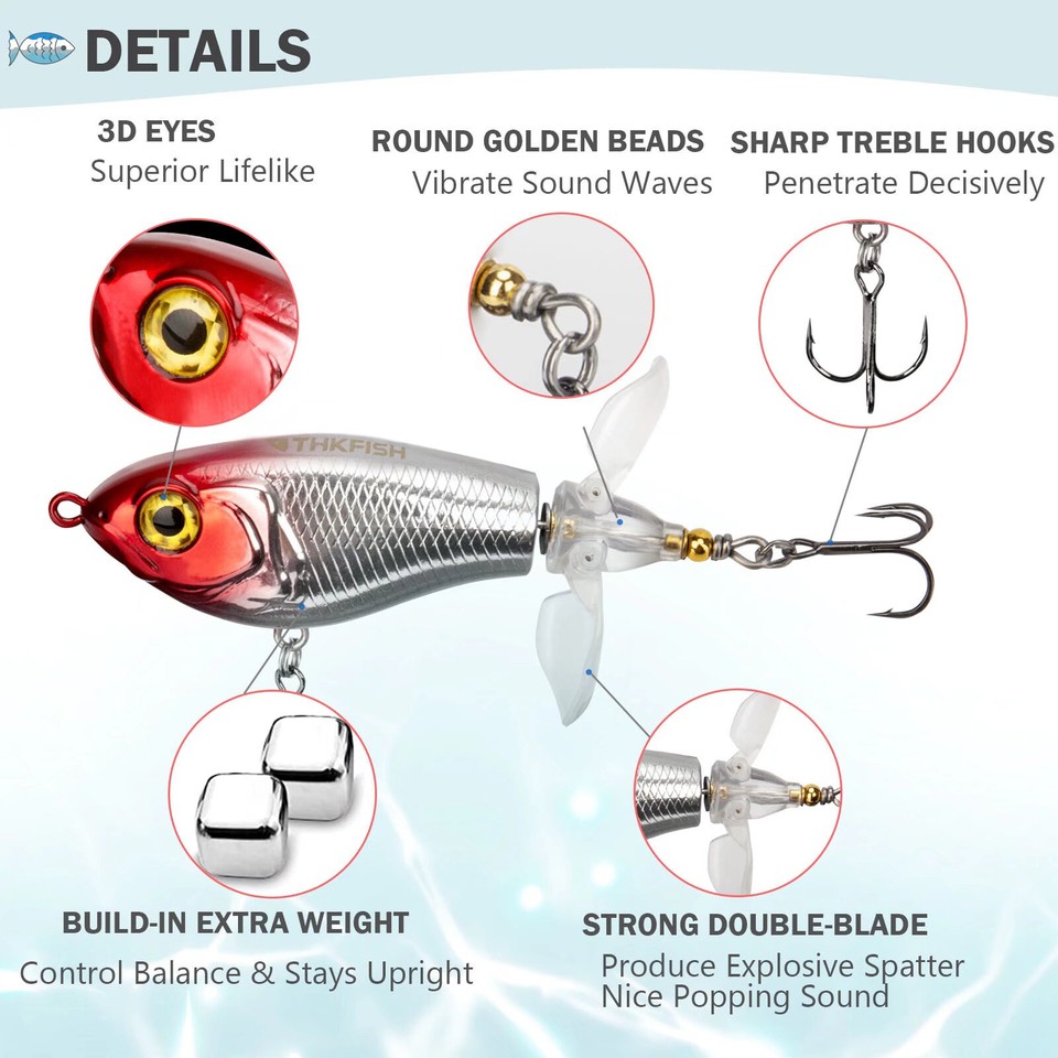 3pcs Mixed Color Fishing Lures Like Fish Topwater Lure Plopping Sputter ...