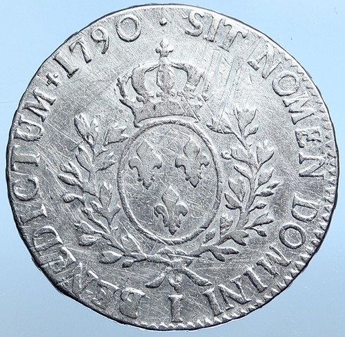 1790 I FRANCE King LOUIS XVI Silver Antique OLD Vintage French ECU Coin ...
