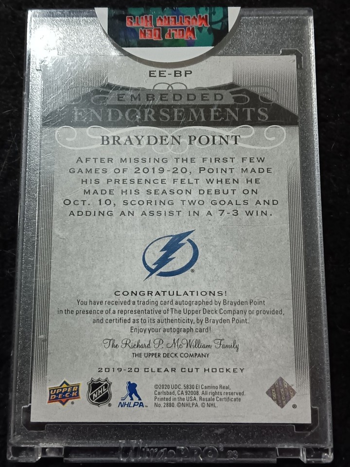 2019-20 Upper Deck Clear Cut Auto Ee-bp Tampa Bay Lightning Brayden ...