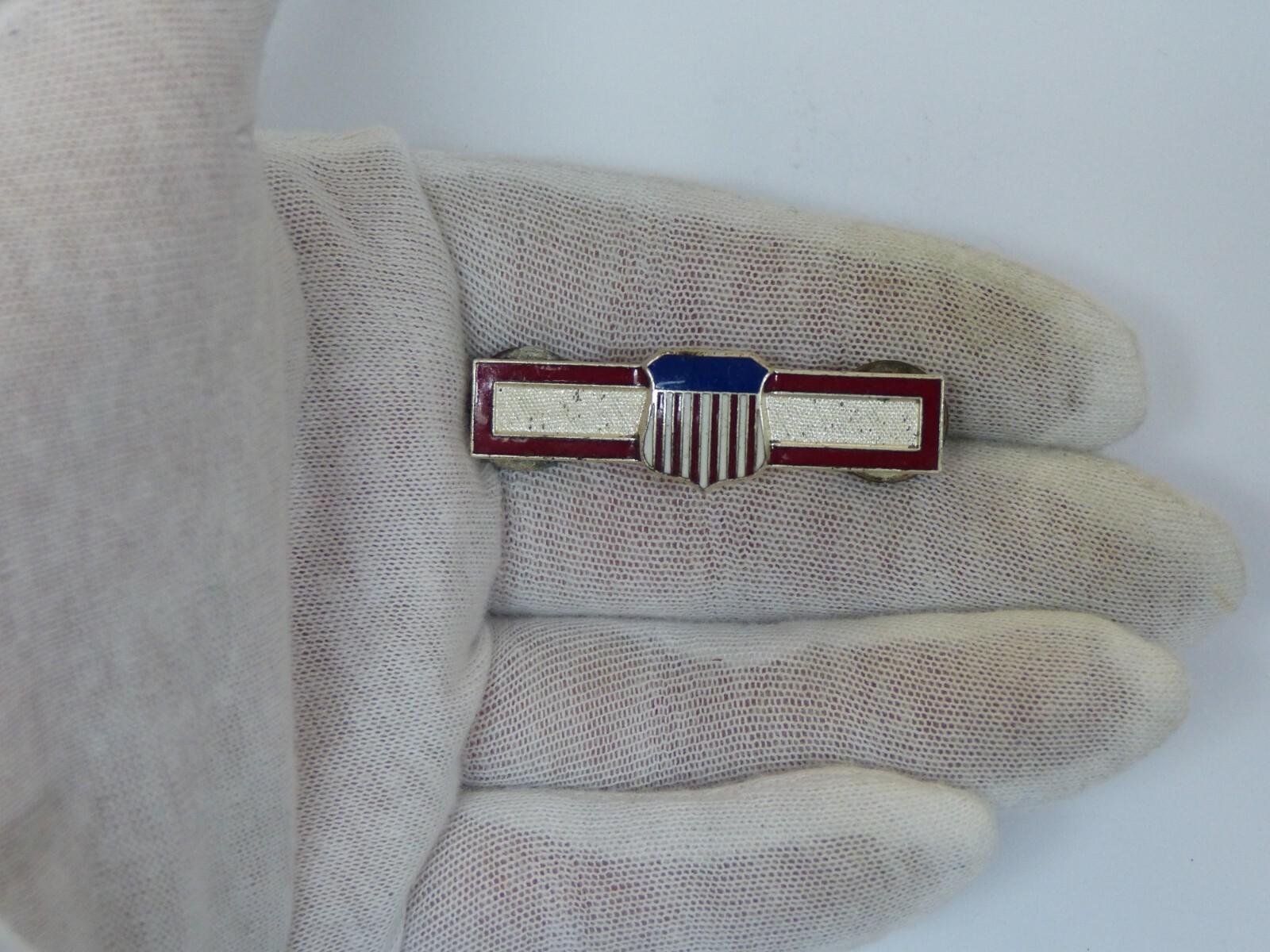 VINTAGE STERLING SILVER RED, WHITE, & BLUE ENAMEL US MILITARY SHIELD ...