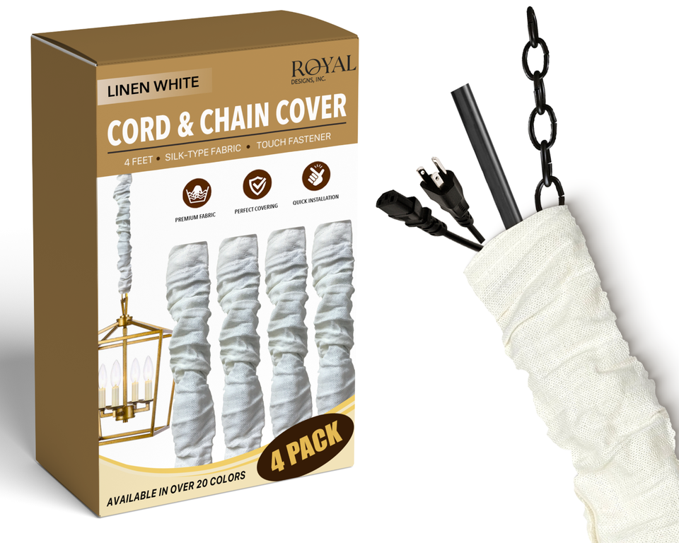 Royal Designs, Inc. Decorative Fabric Cord Cover Chandelier Chain Cover ...