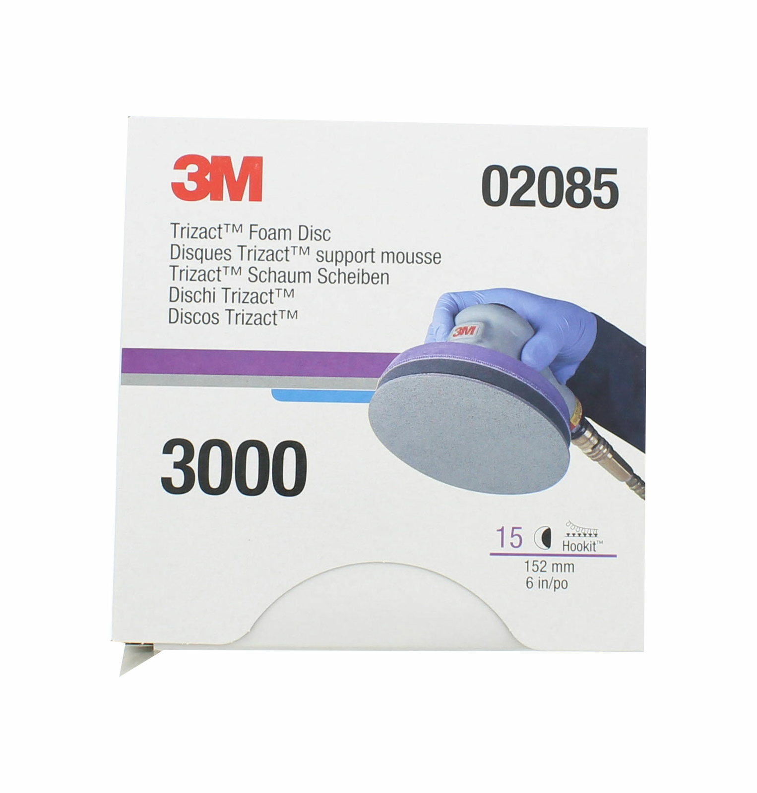 3M 02085 Box Trizact Hookit Foam Discs, 6 Inch, P3000 Grade 15/Box ...