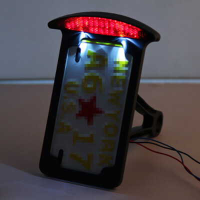 BLACK VERTICAL MOTORCYCLE LICENSE PLATE BRACKET MOUNT HOLDER BRAKE LED ...