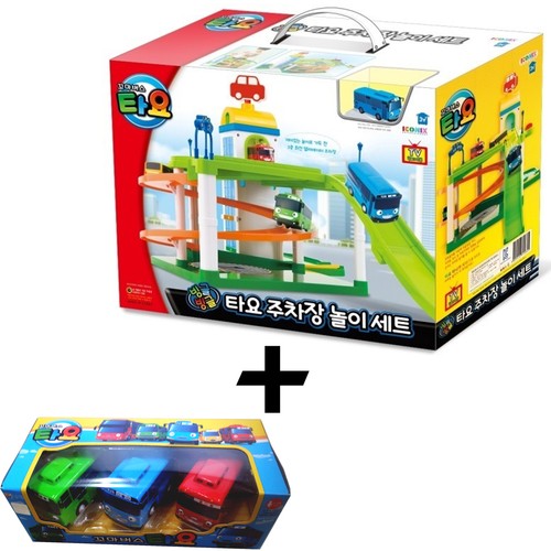 Tayo The Little Bus Parking Lot Toy Play Set & Tayo Bus Set (Tayo, Rogi ...
