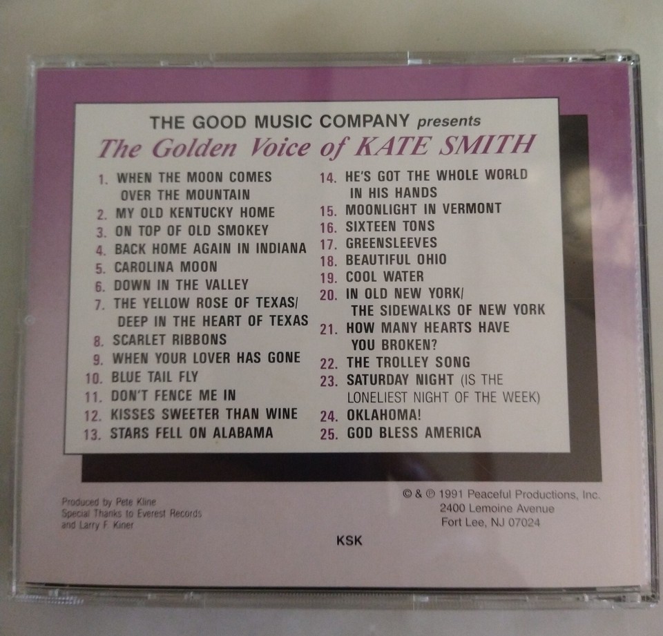 The Golden Voice Of Kate Smith Music (CD, 1991, Peaceful Productions ...