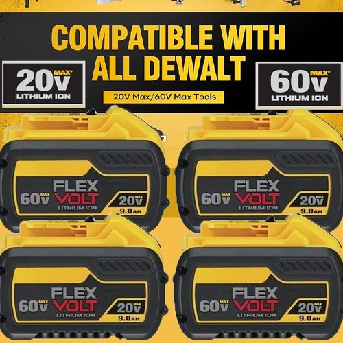 4Pack DCB609-2 DCB606 Battery For Dewalt 20v/60v Max 9Ah Battery LED ...
