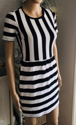 SUMMER DRESS GIRL’S(SIZE 8 SMALL WOMEN’S) BLK/WHITE STRIPE ZIP BACK TOP ...