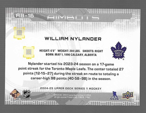 2024-25 Upper Deck #AB-16 William Nylander Aimbots | eBay