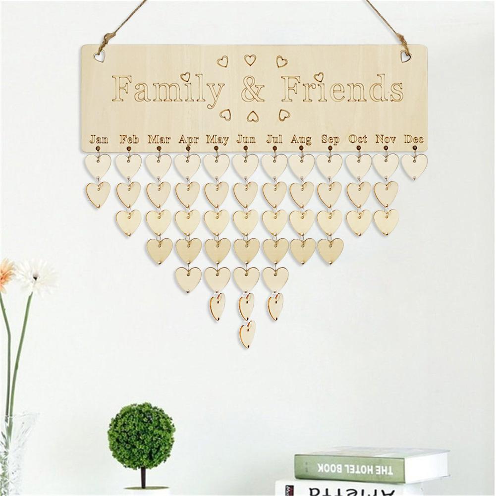 Wooden Family Friends Date Reminder Sign DIY Calendar Board Home Decor ...