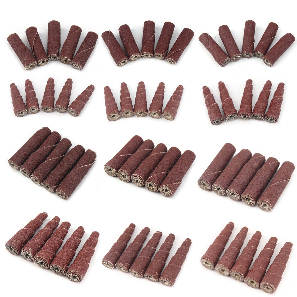 10Pcs Abrasive Sanding Cartridge Spiral Roll Cone Cylinder Sander 1/4 ...