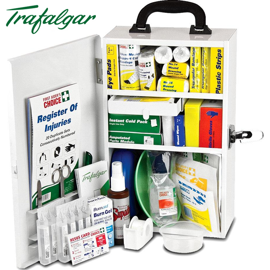 NEW Trafalgar First Aid Kit Wall Mount WorkPlace Metal Case Box Cabinet ...