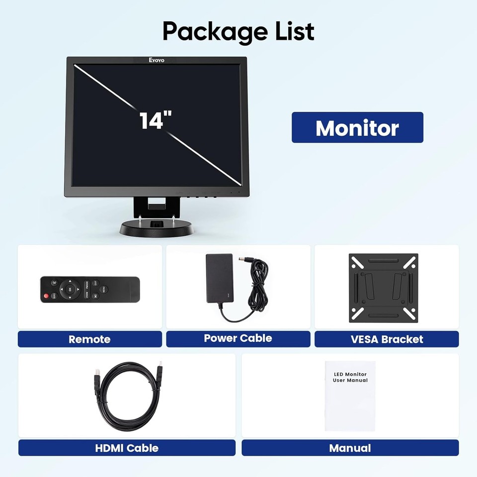 14" 1024x768 Security CCTV Monitor BNC/HDMI/VGA HDMI for Cameras ...