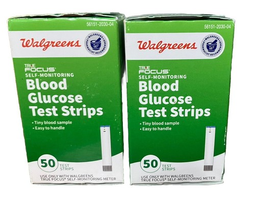 Walgreens True Focus~100 Self-Monitoring Glucose Test Strips~Exp~2026 ...