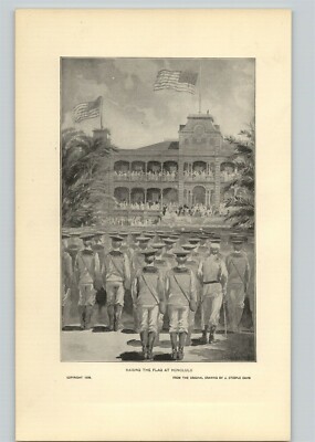 1905 Print American History United States Raising The American Flag ...