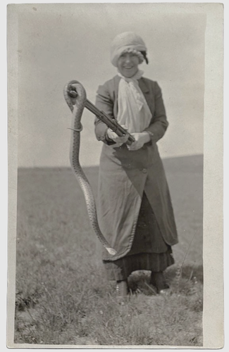 Early 1900s RPPC Real Photo Postcard - Woman Snake Charmer - Desolate ...