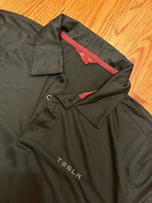 TESLA Motors Embroidered logo Employee POLO SHIRT Medium MD M Black ...