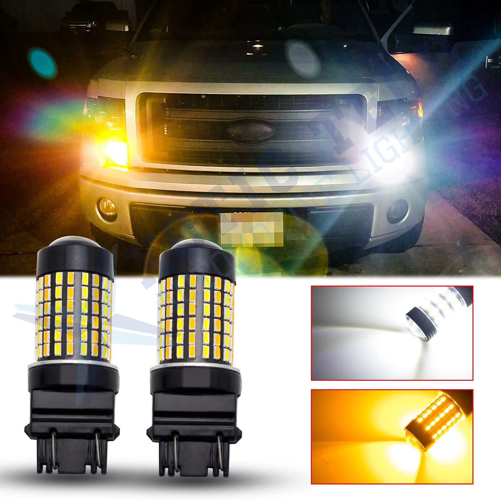 Switchback Dual Color LED White Amber Bulbs for Ford F-150 Turn Signal ...