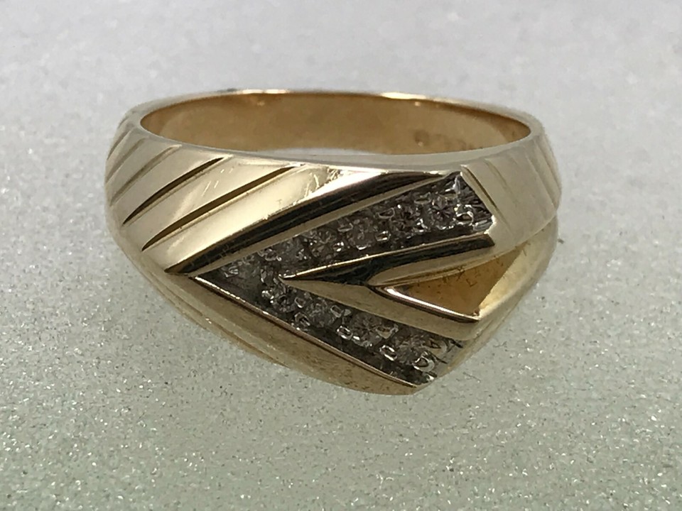14 karat diamond ring - 14K gold men's 1/4 carat diamond unique arrow ...