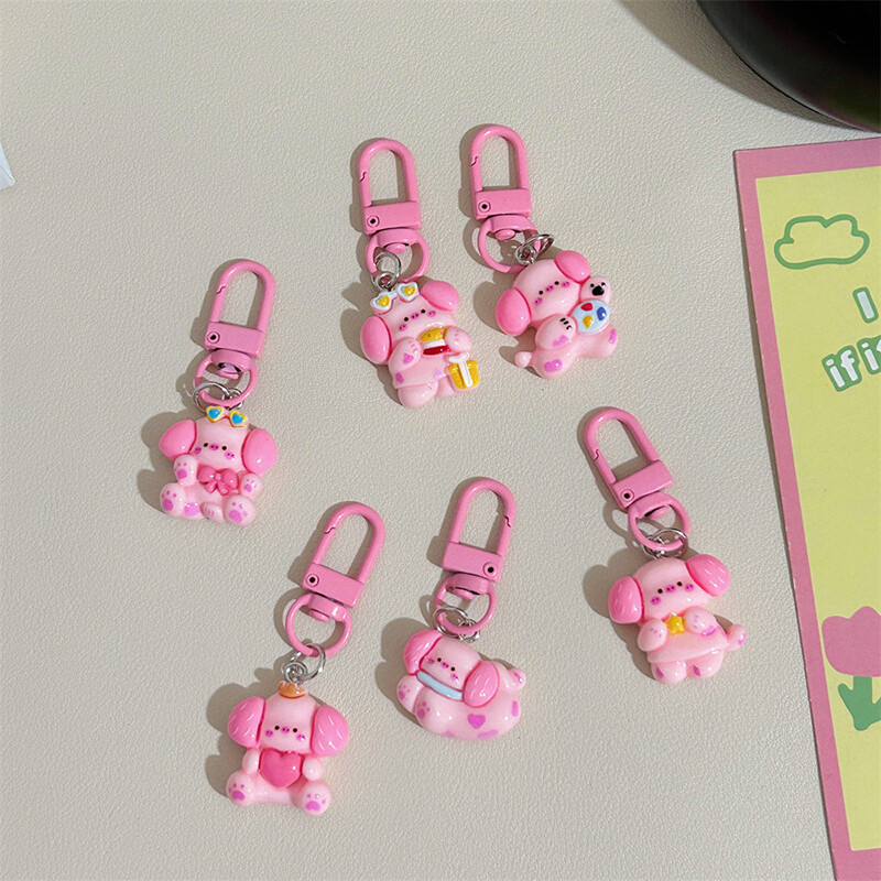Cartoon Pink Pig Keyring Cute Piggy Keychain School Bag Pendant ...