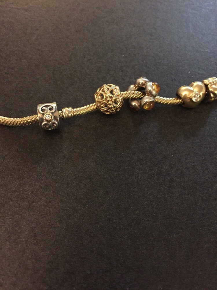 Authentic Rare PANDORA 14K Yellow Gold Bracelet With 9 Rare Retired ...