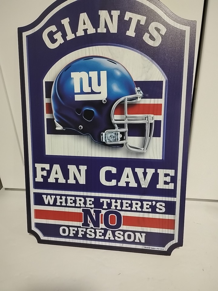 New York Giants Fan Cave sign Man Cave NFL Official Wood Plaque 17" | eBay