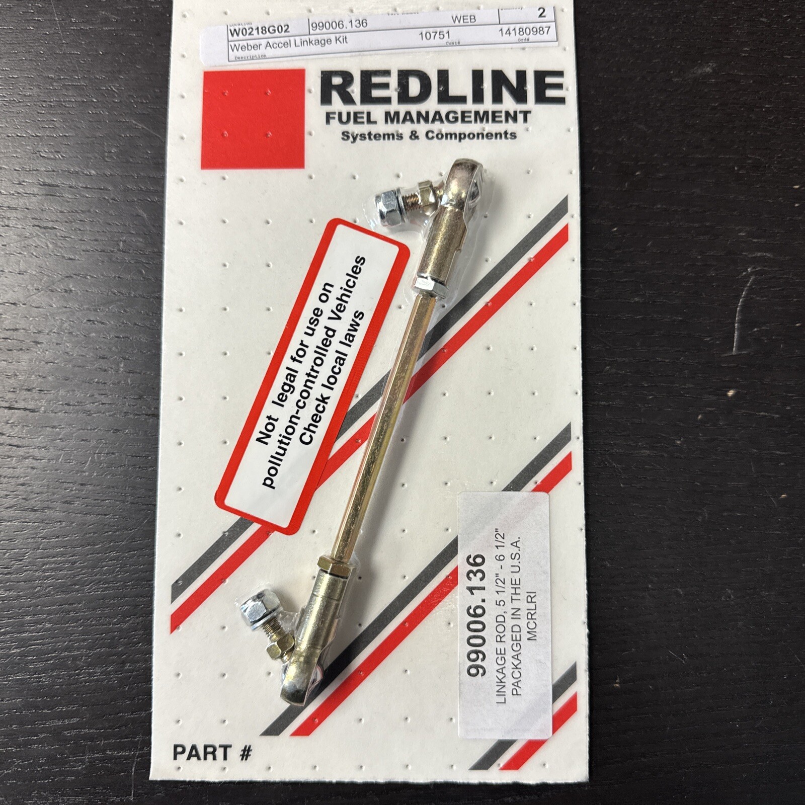 Redline Weber adjustable Linkage Throttle Rod 5 1/2-6 1/2 swivel stud ...