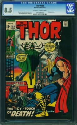 THOR 189 CGC 8.5 OWW PAGES NICE GLOSSY HELA COVER OLD BLUE LABEL MARVEL ...