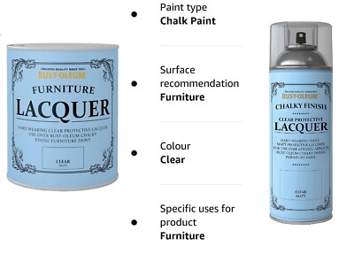 RustOleum Furniture Lacquer Clear Matt 750ml /400ml/125ml Chalk Paint ...