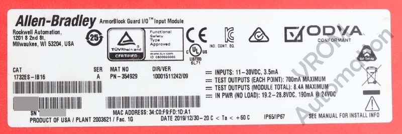 New Allen Bradley 1732ES-IB16 A ArmorBlock Guard Safety I/O Module | eBay