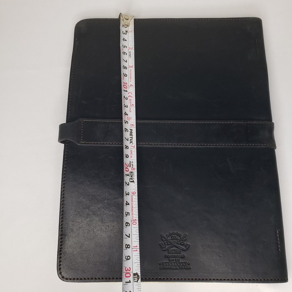 Col. Littleton No 18 Black Leather Portfolio Orginal Notepad Organizer ...