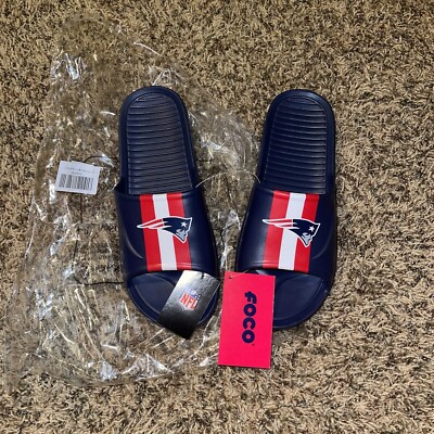 FOCO PATRIOTS Mens NFL Team Logo Slide Flip Flop Sandals Size 9 10 ...