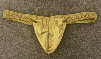 MENS METALLIC GOLD G-STRING THONGS Underwear BRIEF SIZE SMALL THONG ...