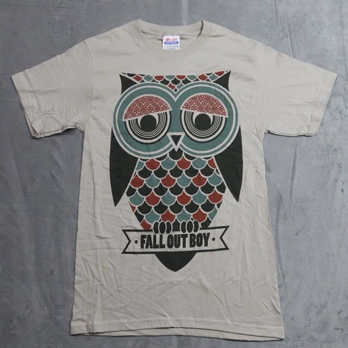 Fall Out Boy Band T-Shirt Small Beige Emo Pop Punk Rock Merch Hanes ...