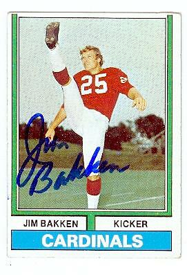 Jim Bakken autographed football card (St Louis Cardinals) 1974 Topps ...